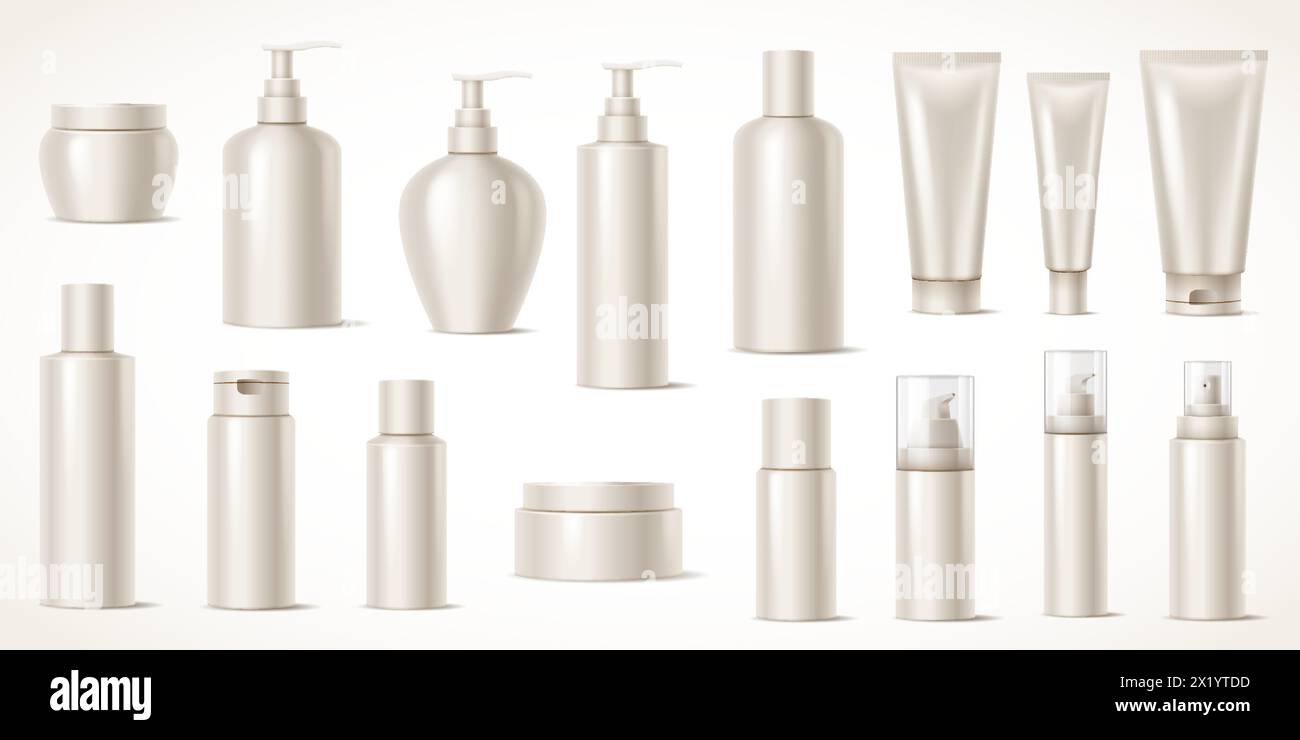 Blank cosmetic products containers realistic vector illustration set ...