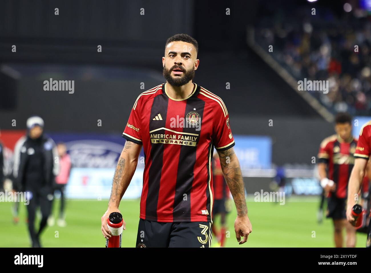 Atlanta United FC defender Derrick Williams #3 leaves during break in ...