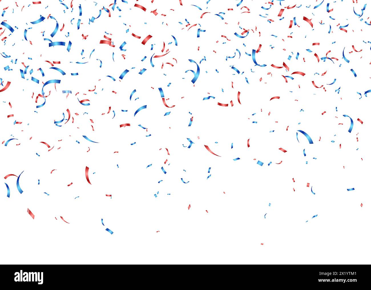 Blue and red confetti, falling paper ribbons, USA 4th of July ...