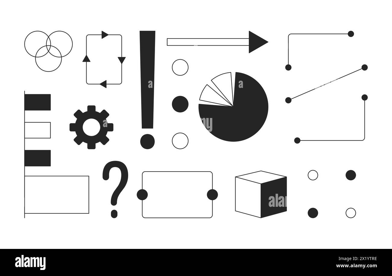 Analysis Geometric Abstract Black And White 2d Line Cartoon Objects Set