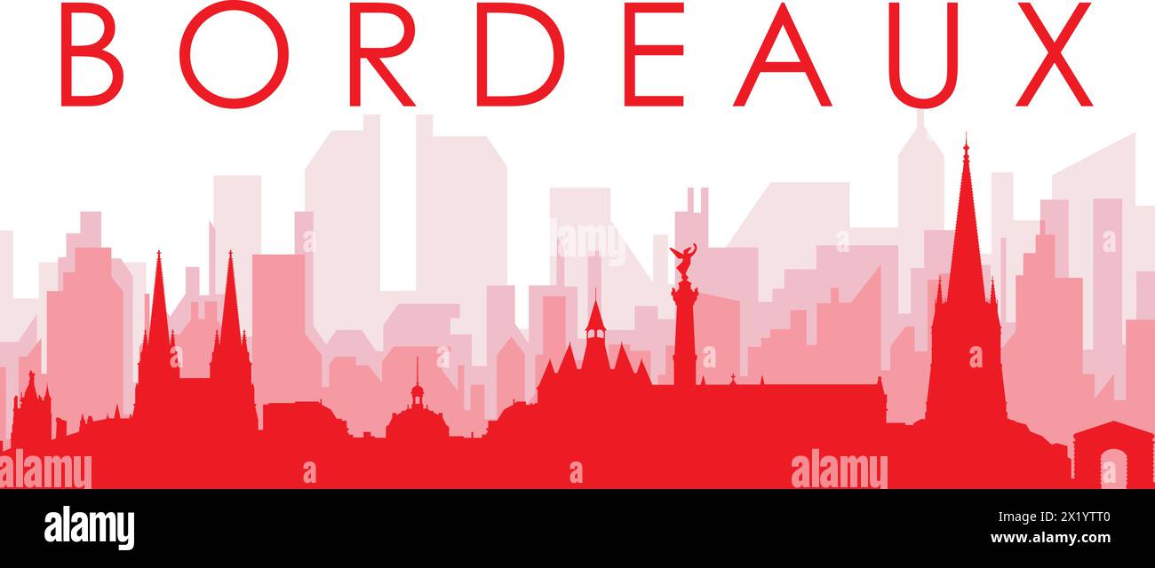 Red panoramic city skyline poster of BORDEAUX, FRANCE Stock Vector ...
