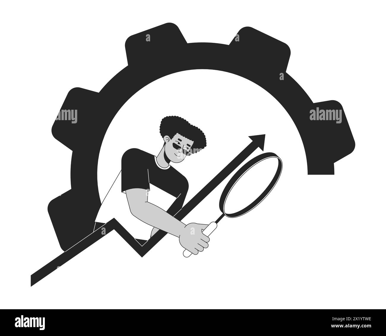 Hispanic Data Analyst Black And White 2d Line Cartoon Character Stock Vector Image And Art Alamy