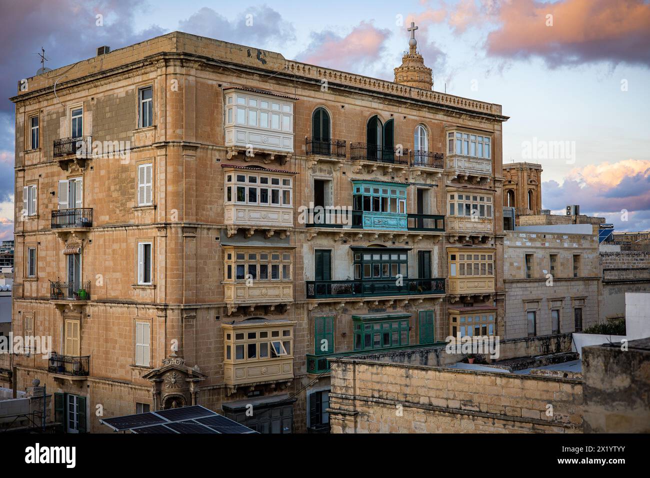 An old house with colorful balconies in the historical part on the ...
