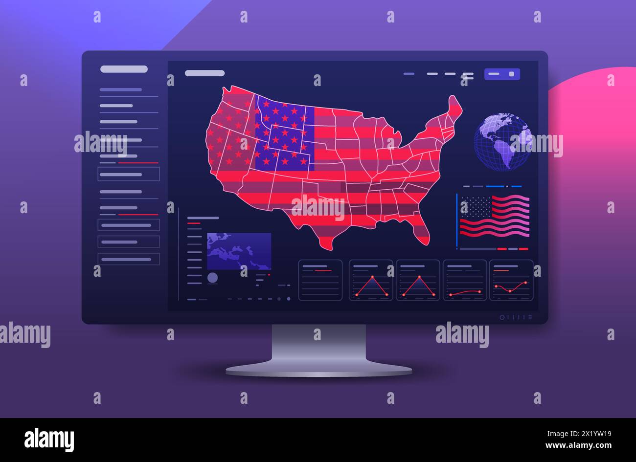 USA presidential election statistic banner with infographics American Election campaign ...