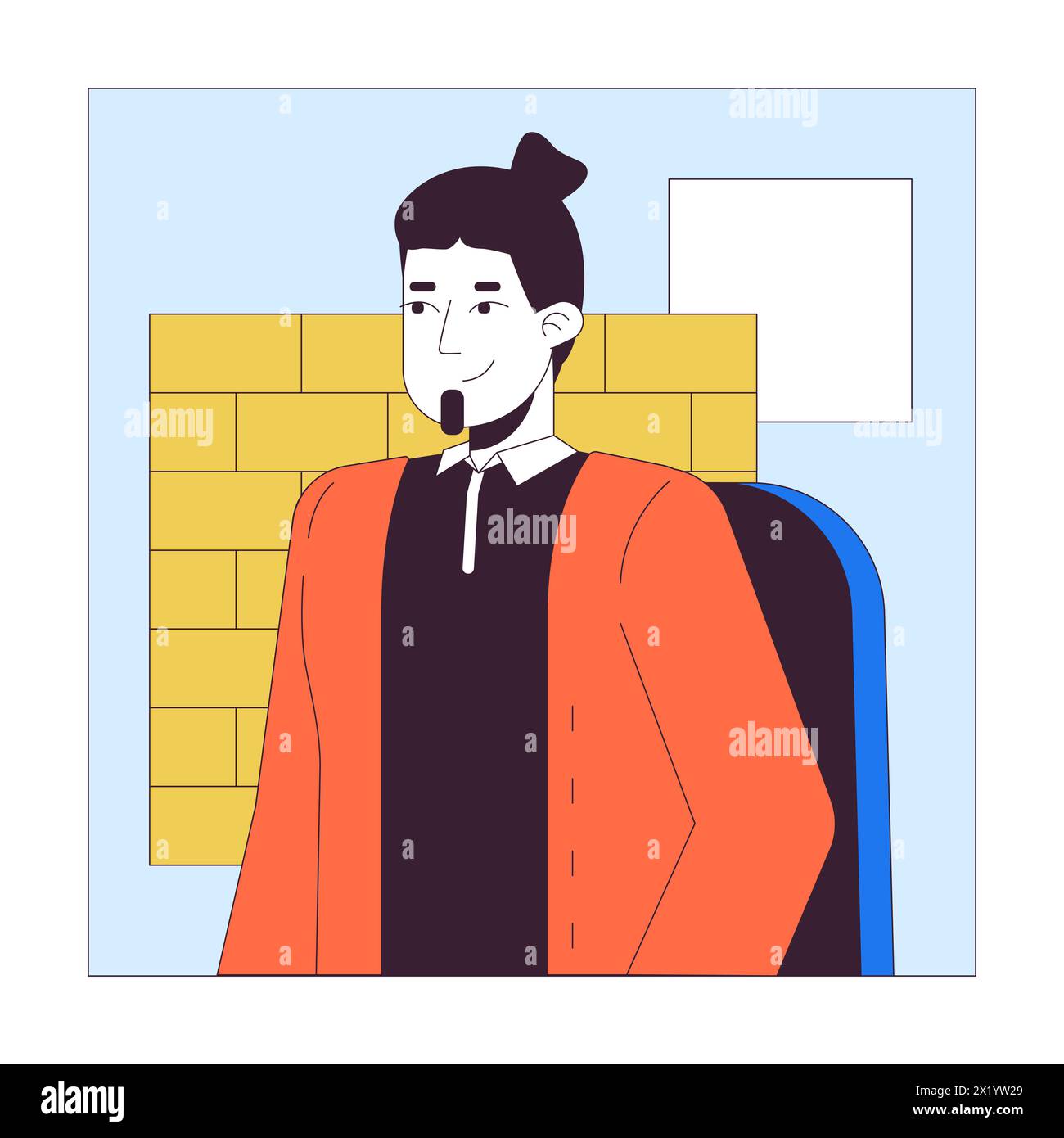 Positive man office worker 2D linear cartoon character Stock Vector ...