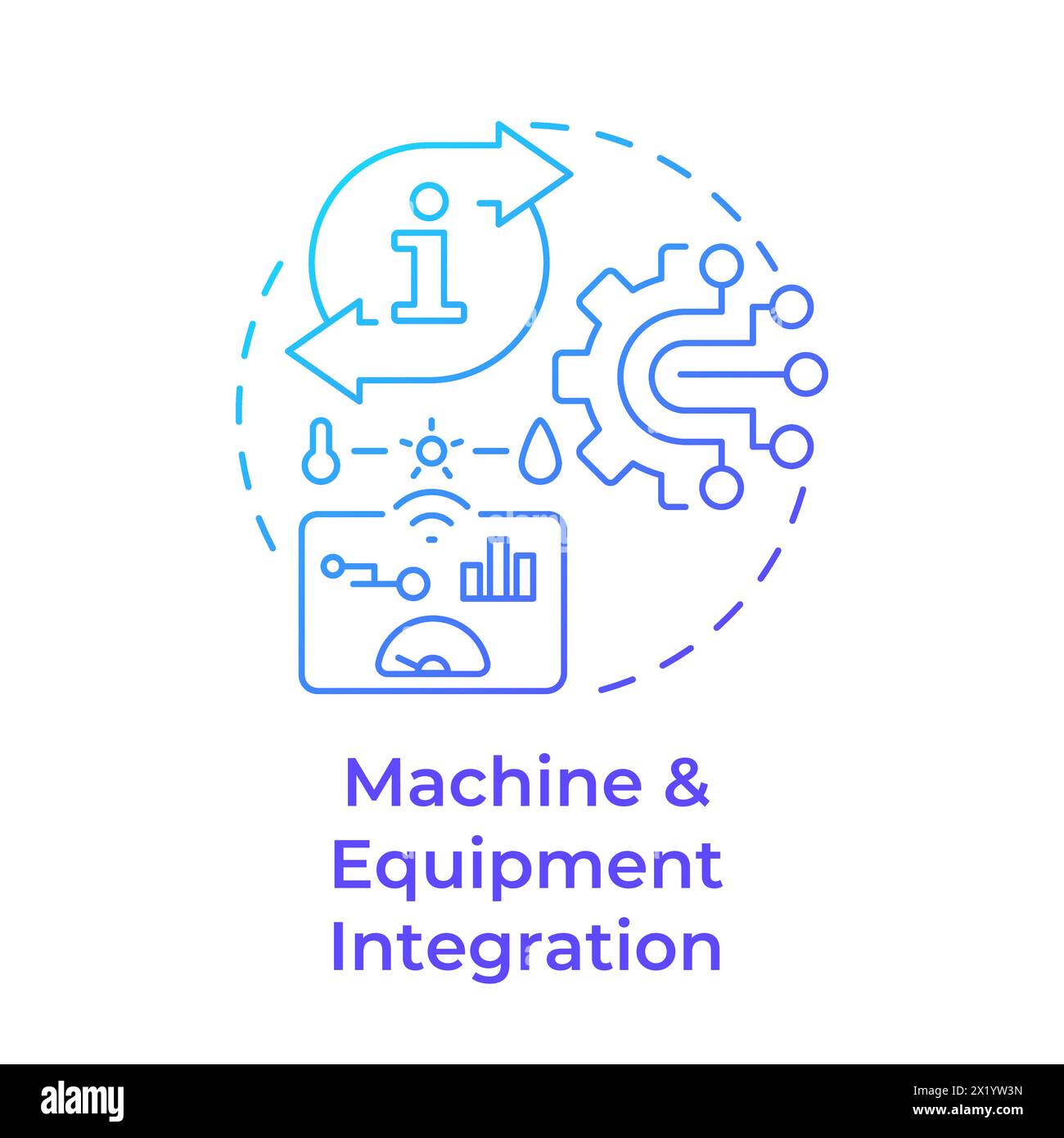 Machine and equipment integration blue gradient concept icon Stock ... Machine and equipment integration blue gradient concept icon Stock ...