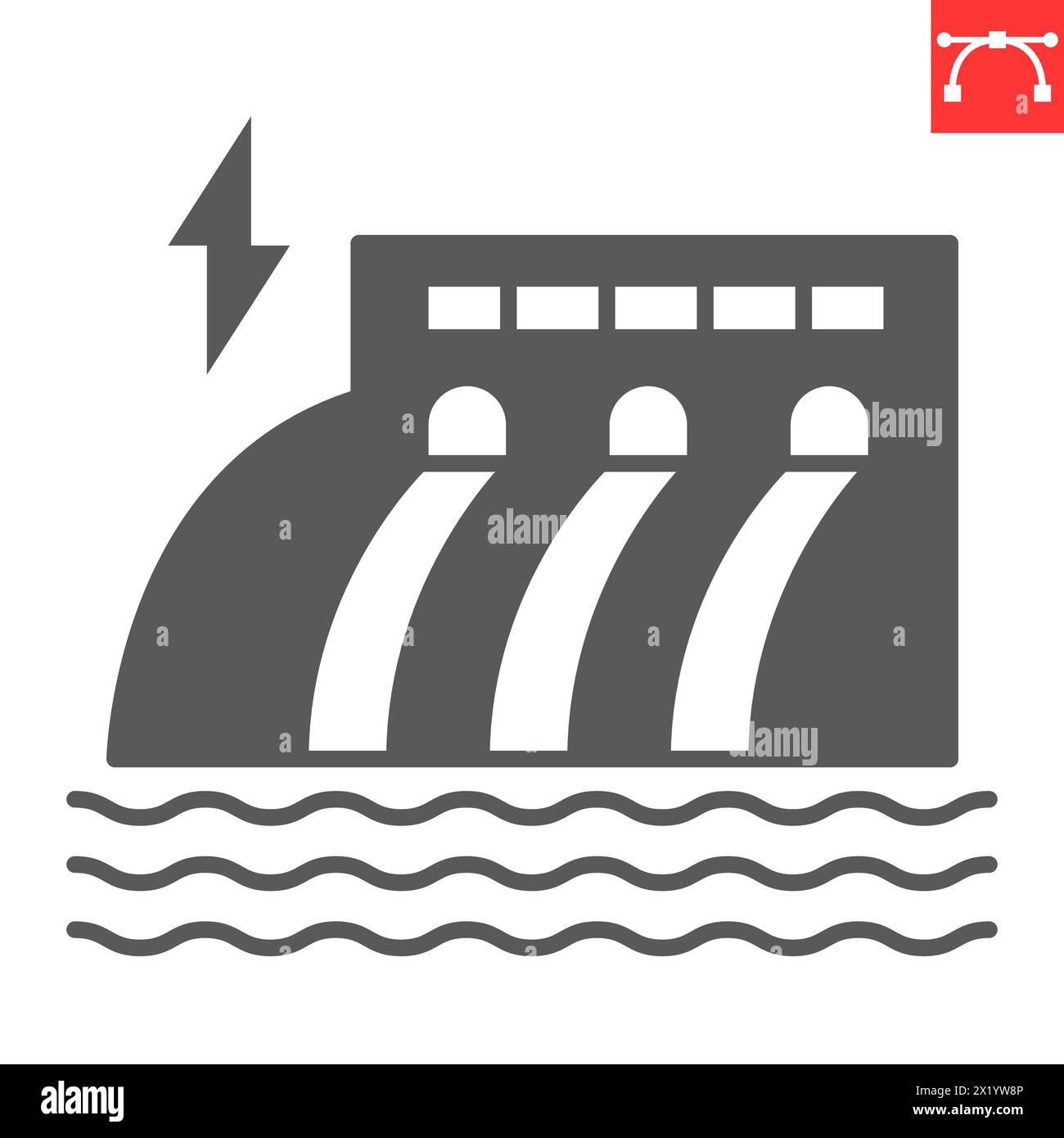 Hydro power glyph icon, ecology and hydroelectricity, hydroelectric ...