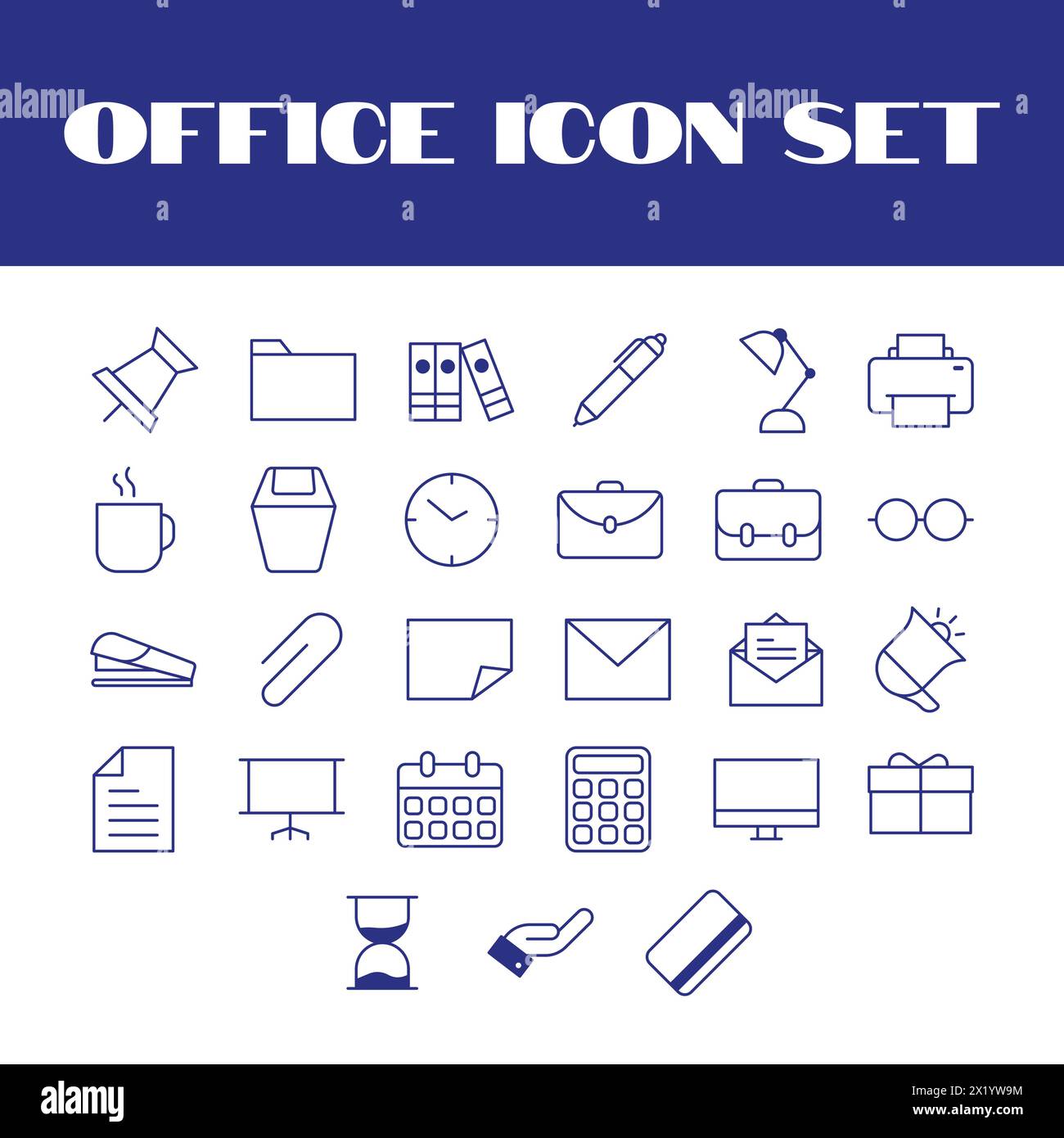 Line Office Icons Set Vector Office Business Illustration Icons set ...