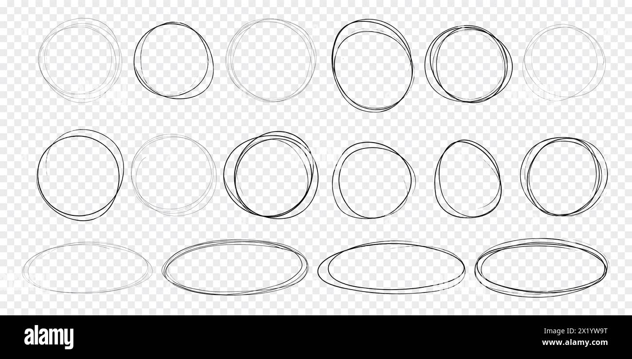 Circle scrible circular frame, fast mark, pencil line doodle frame ...