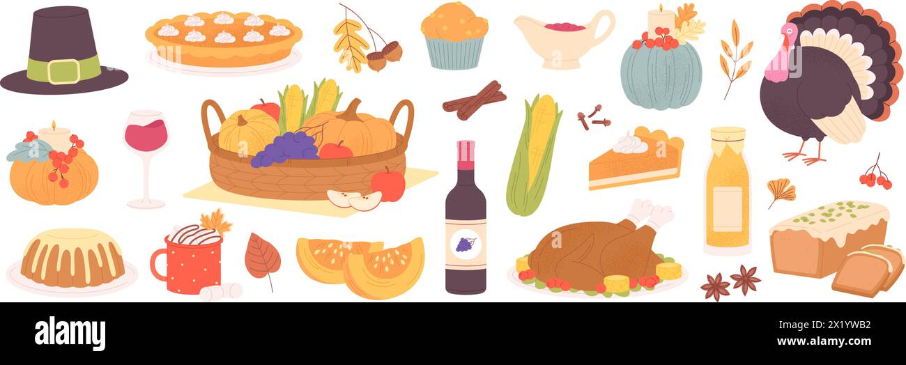 Thanksgiving day clipart. Food and drinks, symbol of festive, cartoon ...