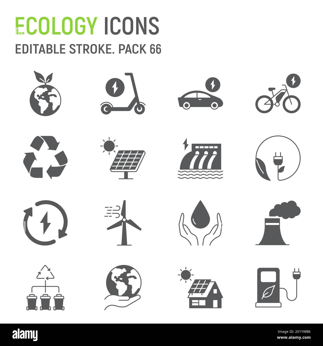 Ecology glyph icon set, environment conservation collection, vector ...