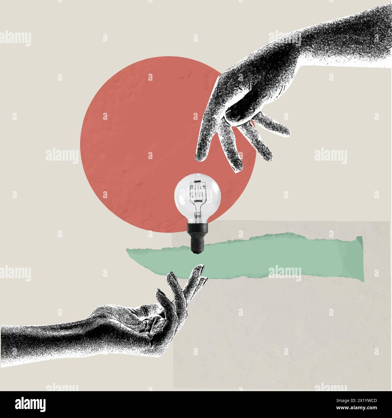 Vector illustration. Contemporary art collage. Two female hands around ...