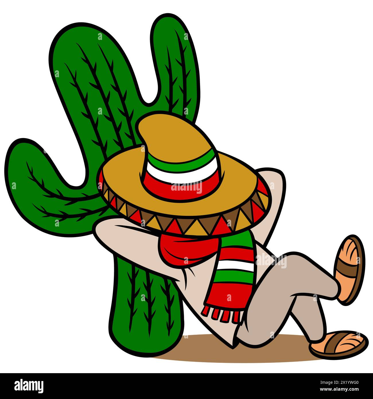 A Mexican man sleeping soundly under a Cactus Stock Vector Image & Art ...