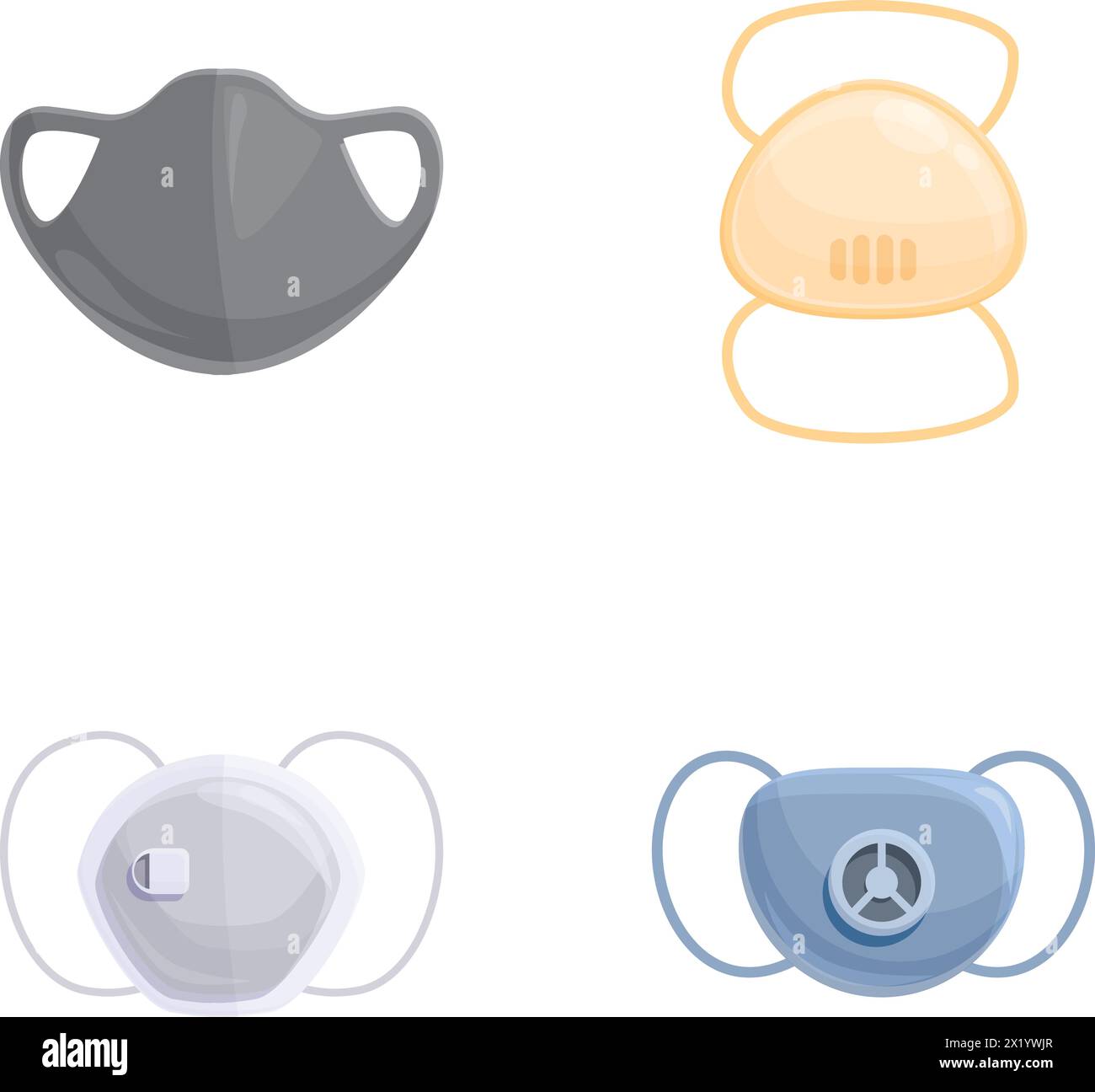 Protection respirator icons set cartoon vector. Virus protection ...
