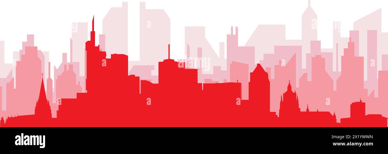 Red panoramic city skyline poster of FRANKFURT, GERMANY Stock Vector ...