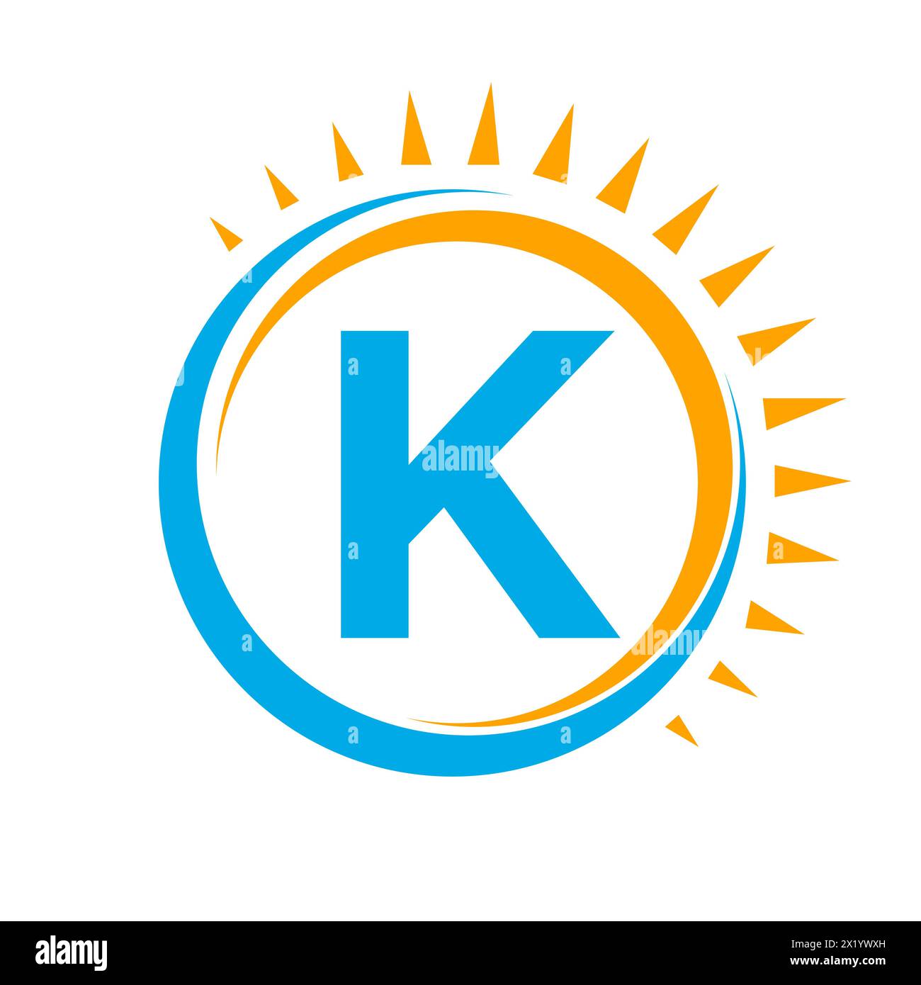 Solar Logo On Letter K Concept With Sun Icon. Solar System Symbol Stock ...