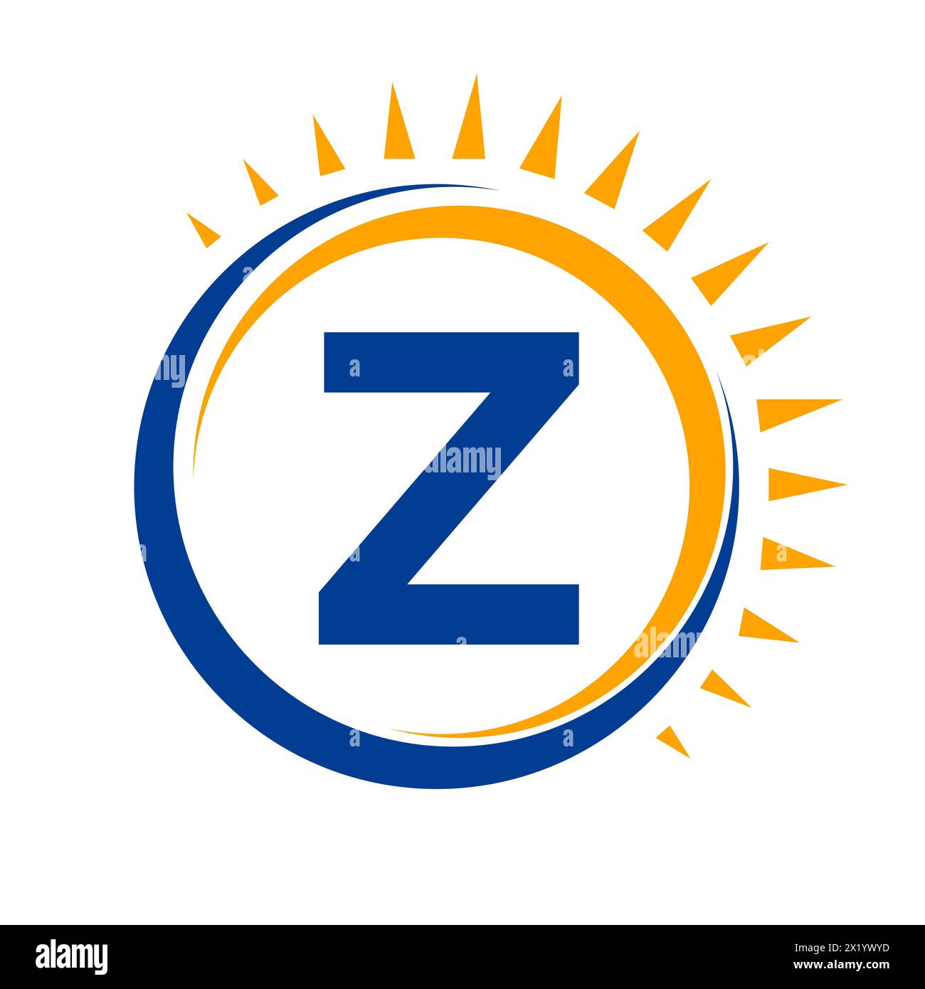 Solar Logo On Letter Z Concept With Sun Icon. Solar System Symbol Stock ...