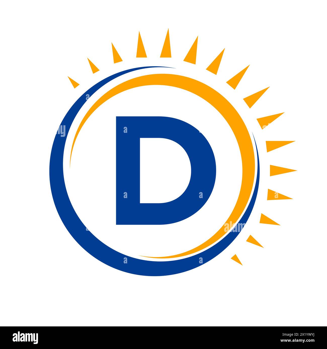 Solar Logo On Letter D Concept With Sun Icon. Solar System Symbol Stock ...