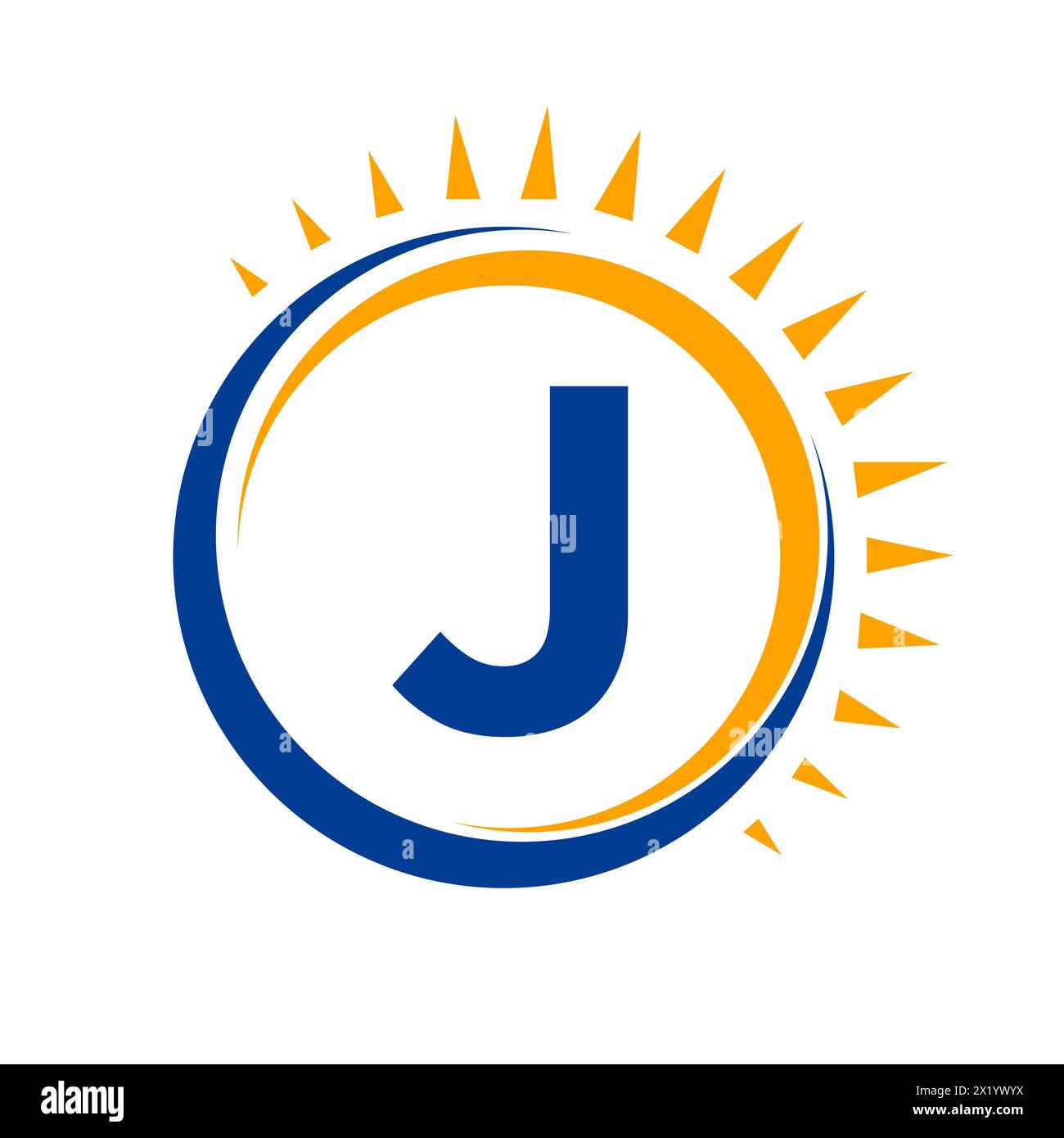 Solar Logo On Letter J Concept With Sun Icon. Solar System Symbol Stock ...