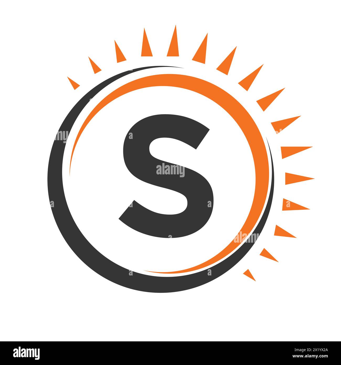 Solar Logo On Letter S Concept With Sun Icon. Solar System Symbol Stock ...