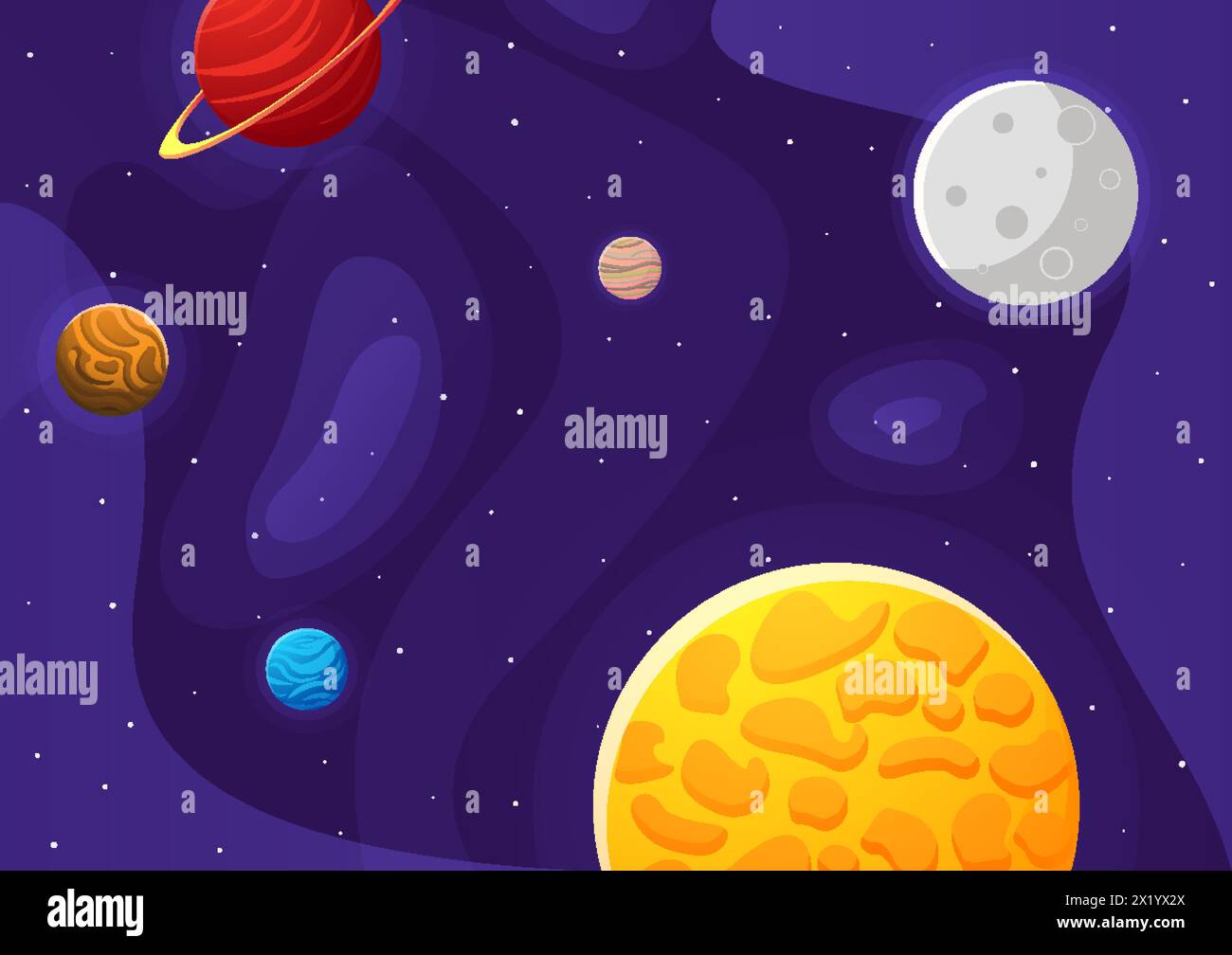 Space cartoon background. Cute design for landing page, banner or ...