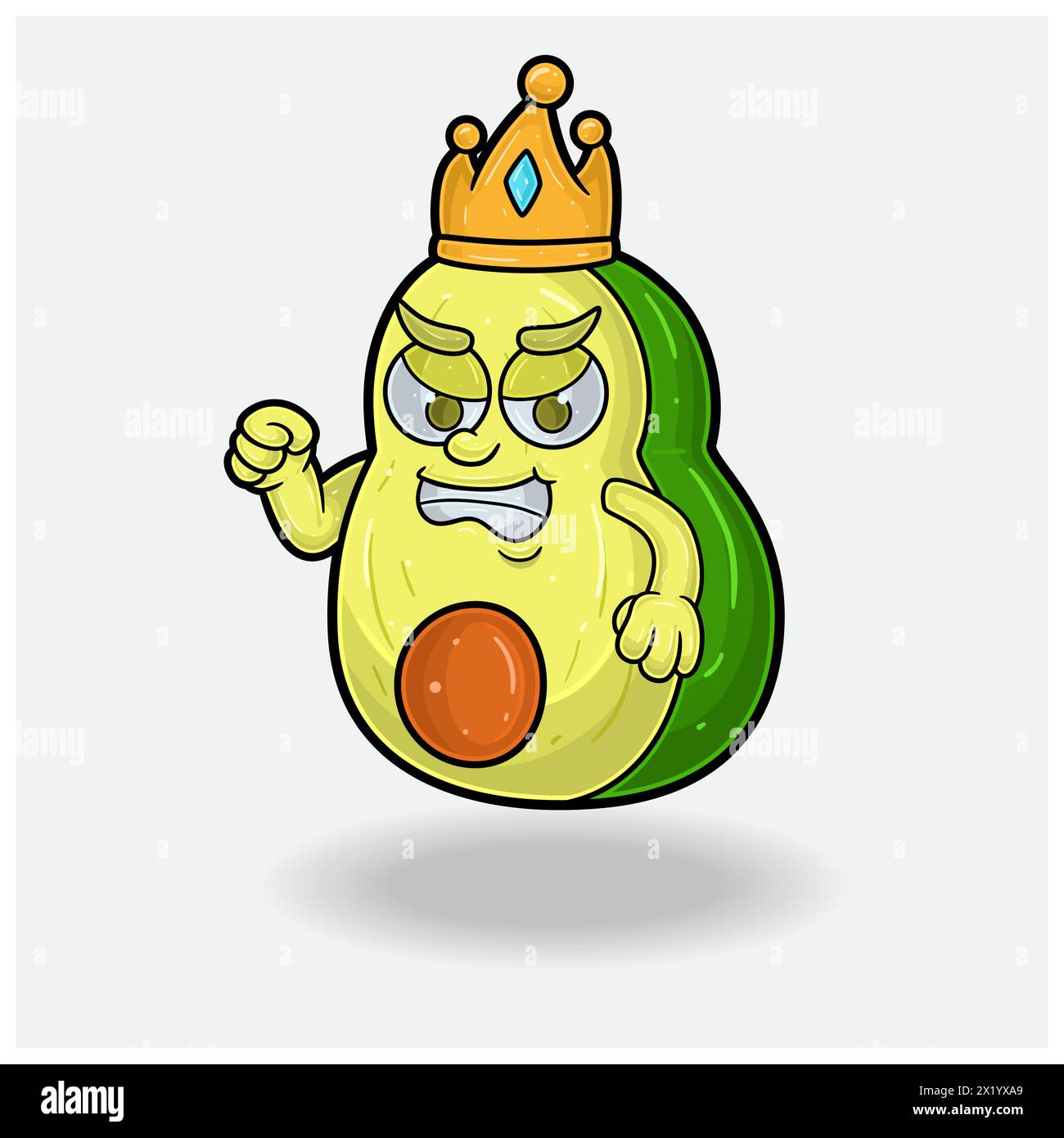 Angry expression with Avocado Fruit Crown Mascot Character Cartoon ...