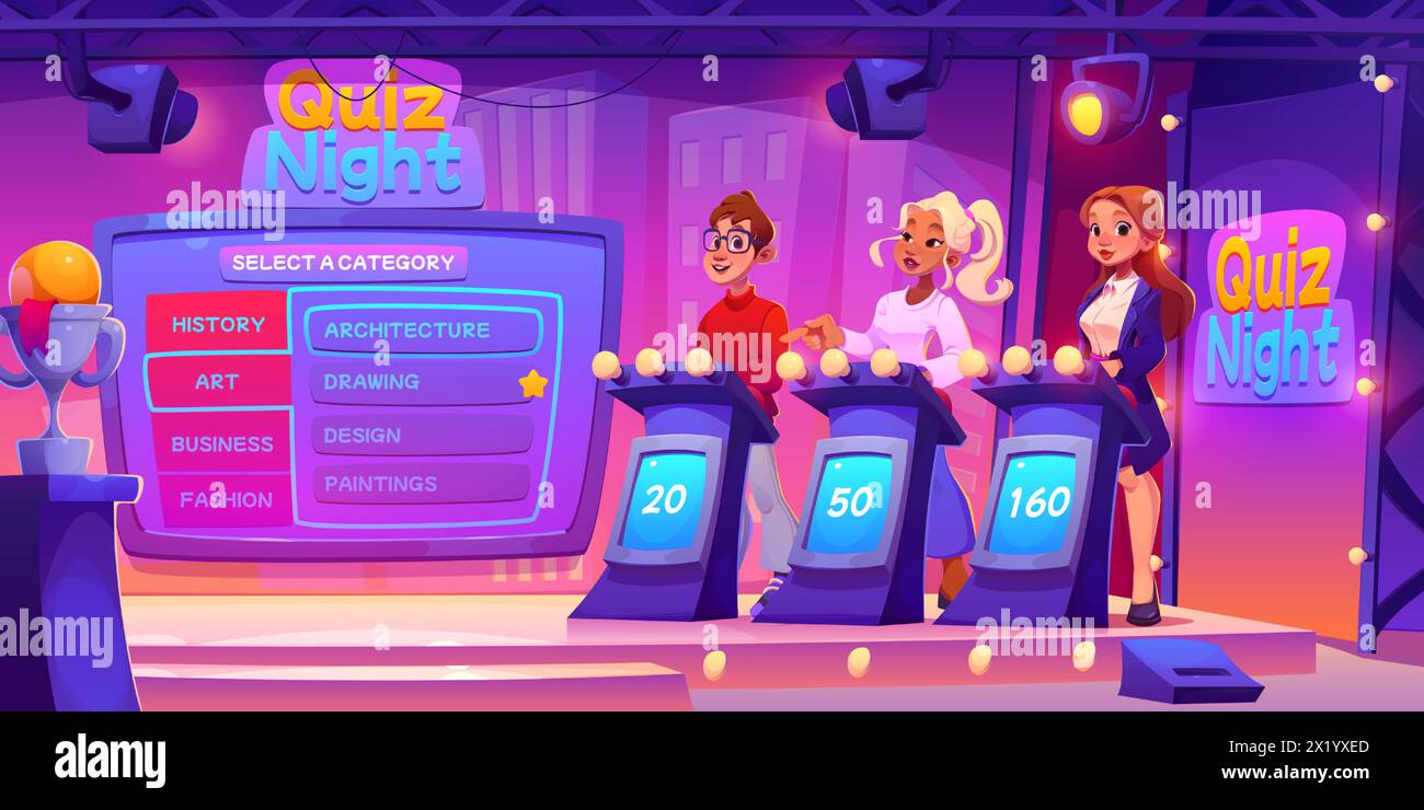 People on tv quiz show Stock Vector Images - Alamy