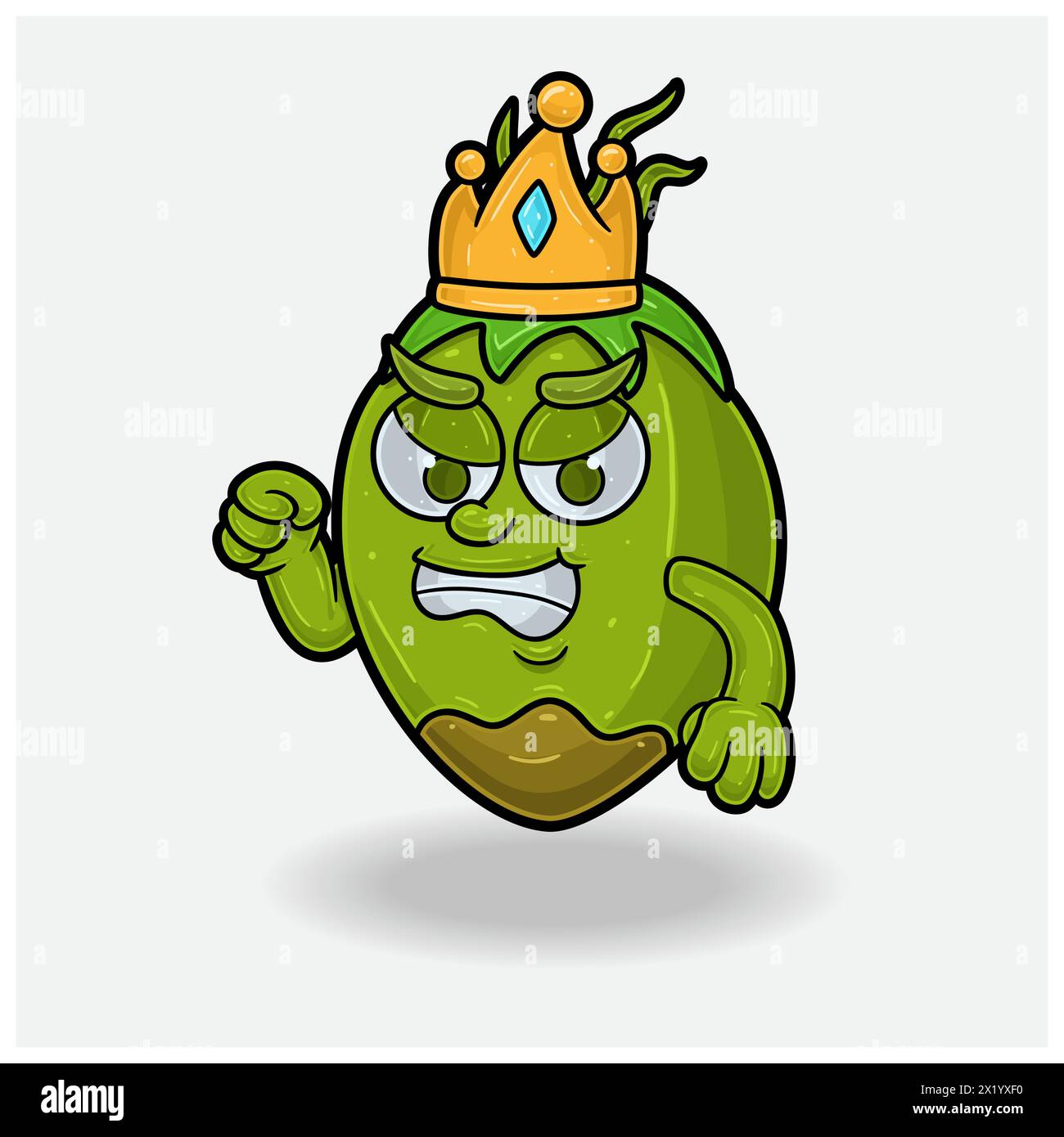 Angry expression with Coconut Fruit Crown Mascot Character Cartoon ...