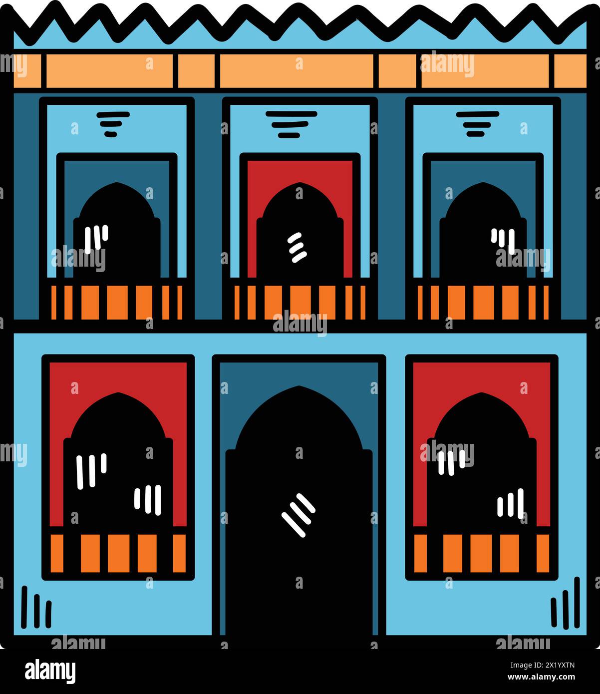 A large building with a large archway and a small window. The building ...