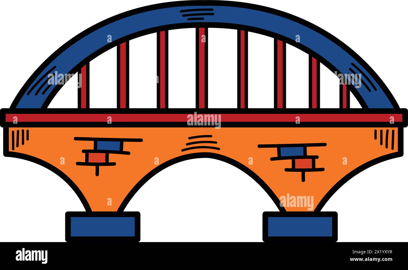 A bridge is shown in black and white. The bridge is a simple design ...