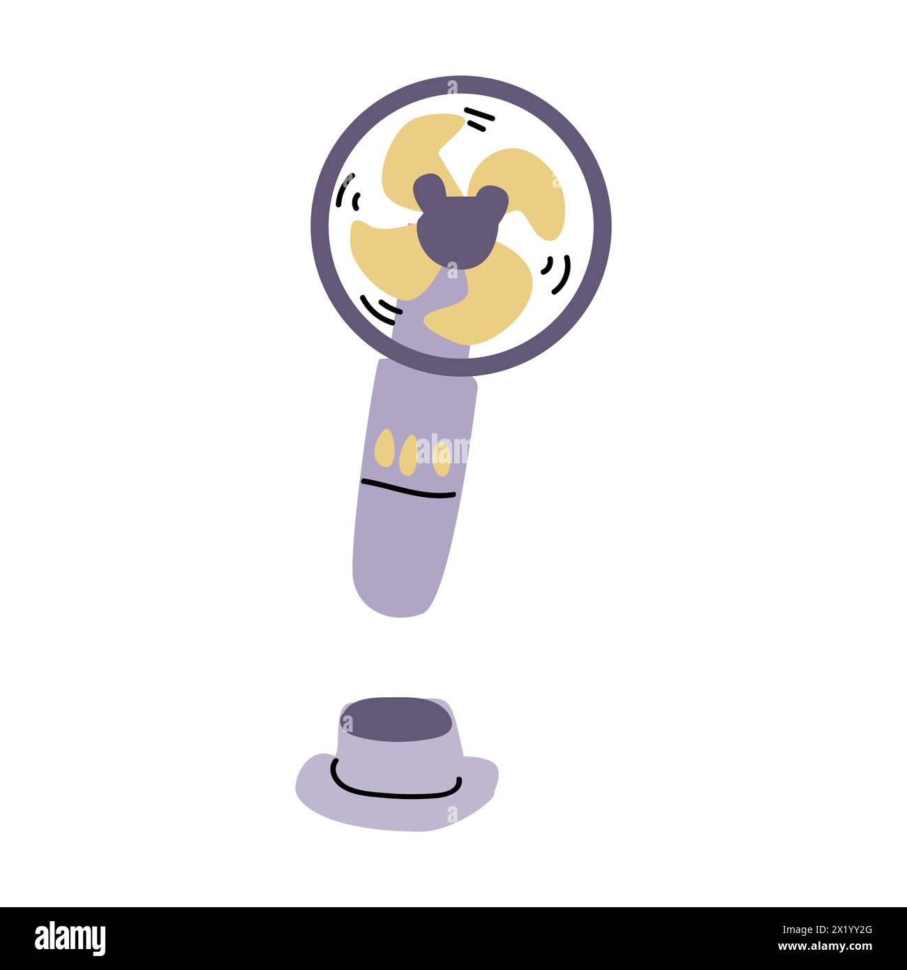 hand drawn simple portable fan - electric appliance. Vector ...