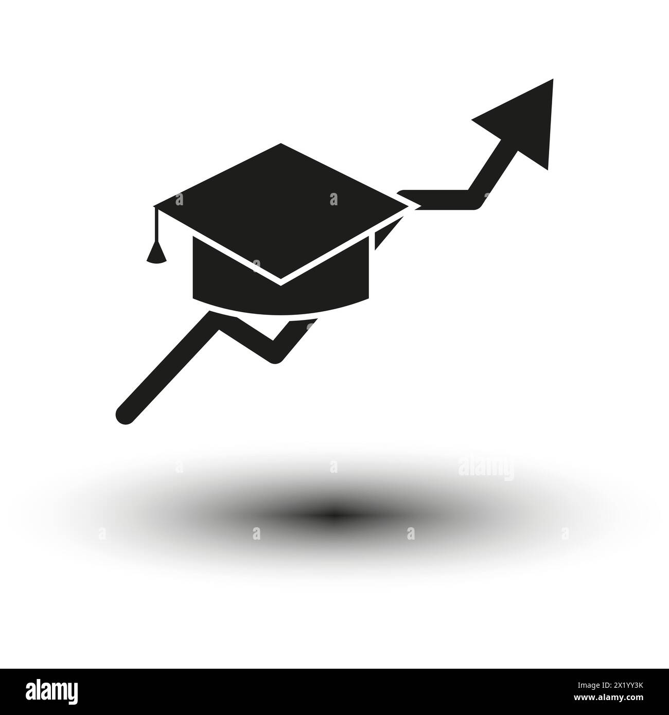 Educational growth concept. Graduation cap, success arrow. Knowledge ...