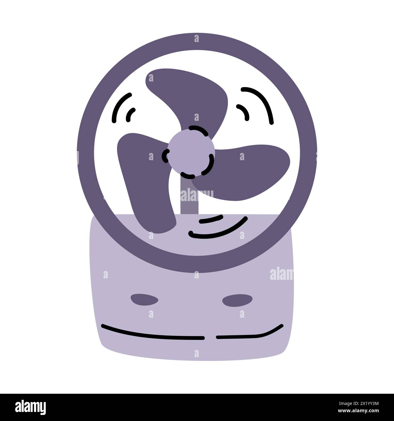 hand drawn simple portable fan - electric appliance. Vector ...