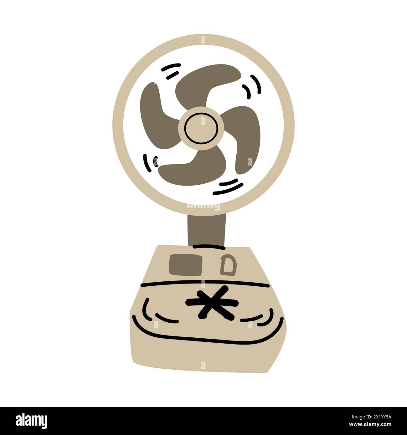 hand drawn simple portable fan - electric appliance. Vector ...