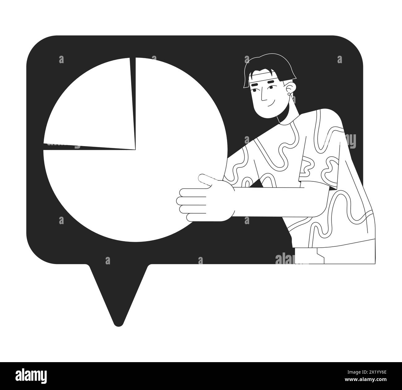 Man Shows Data Analytics Chart Black And White 2d Line Cartoon Character Stock Vector Image