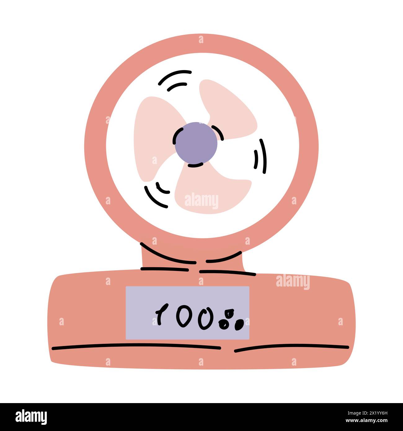 hand drawn simple portable fan - electric appliance. Vector ...