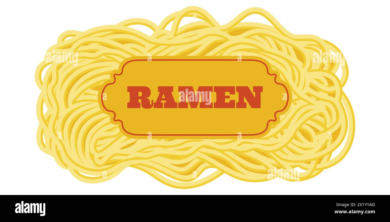 Asian noodle ramen label. Abstract pattern of Italian spaghetti pasta ...