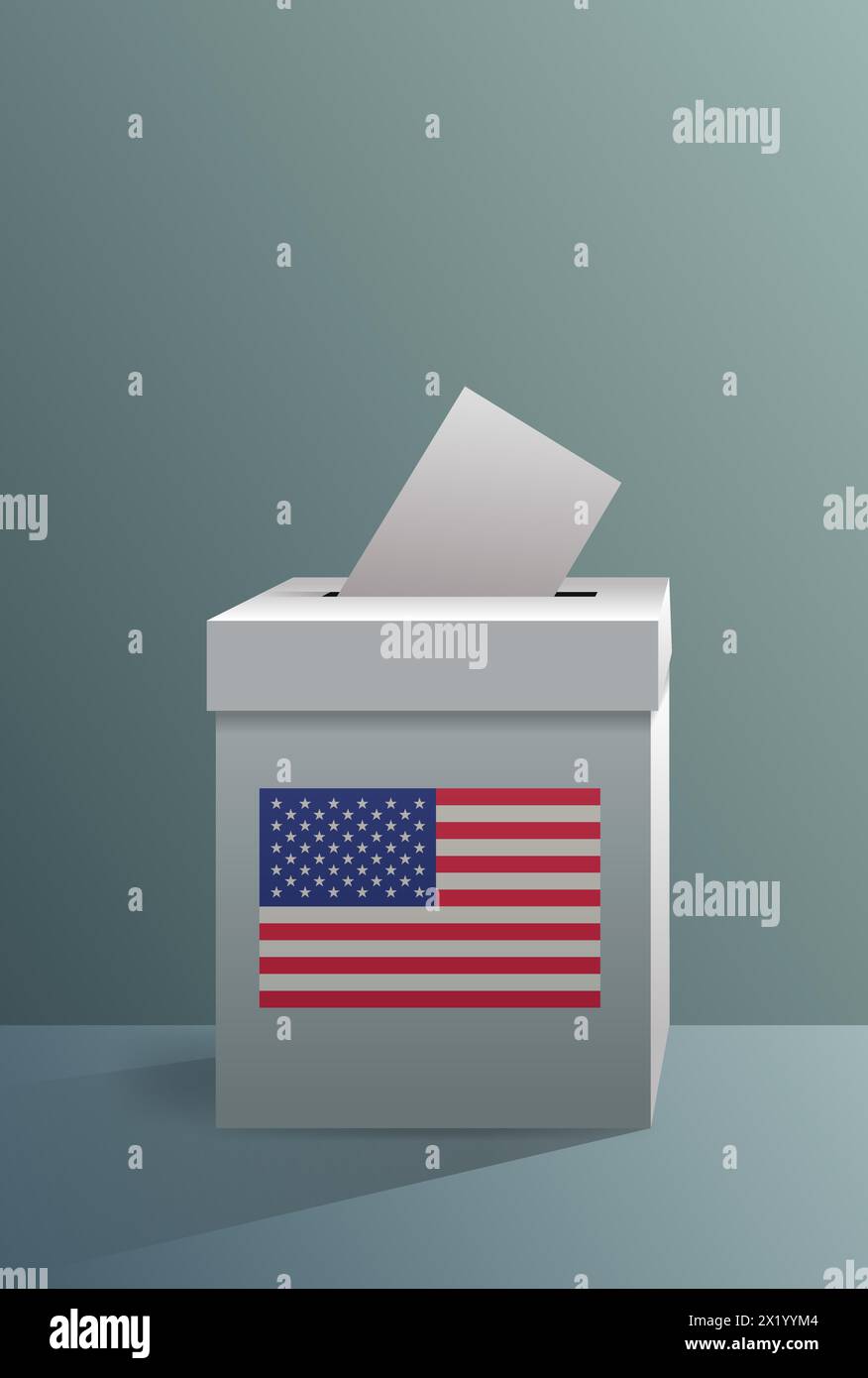 USA presidential election day concept paper ballot in voting box ...