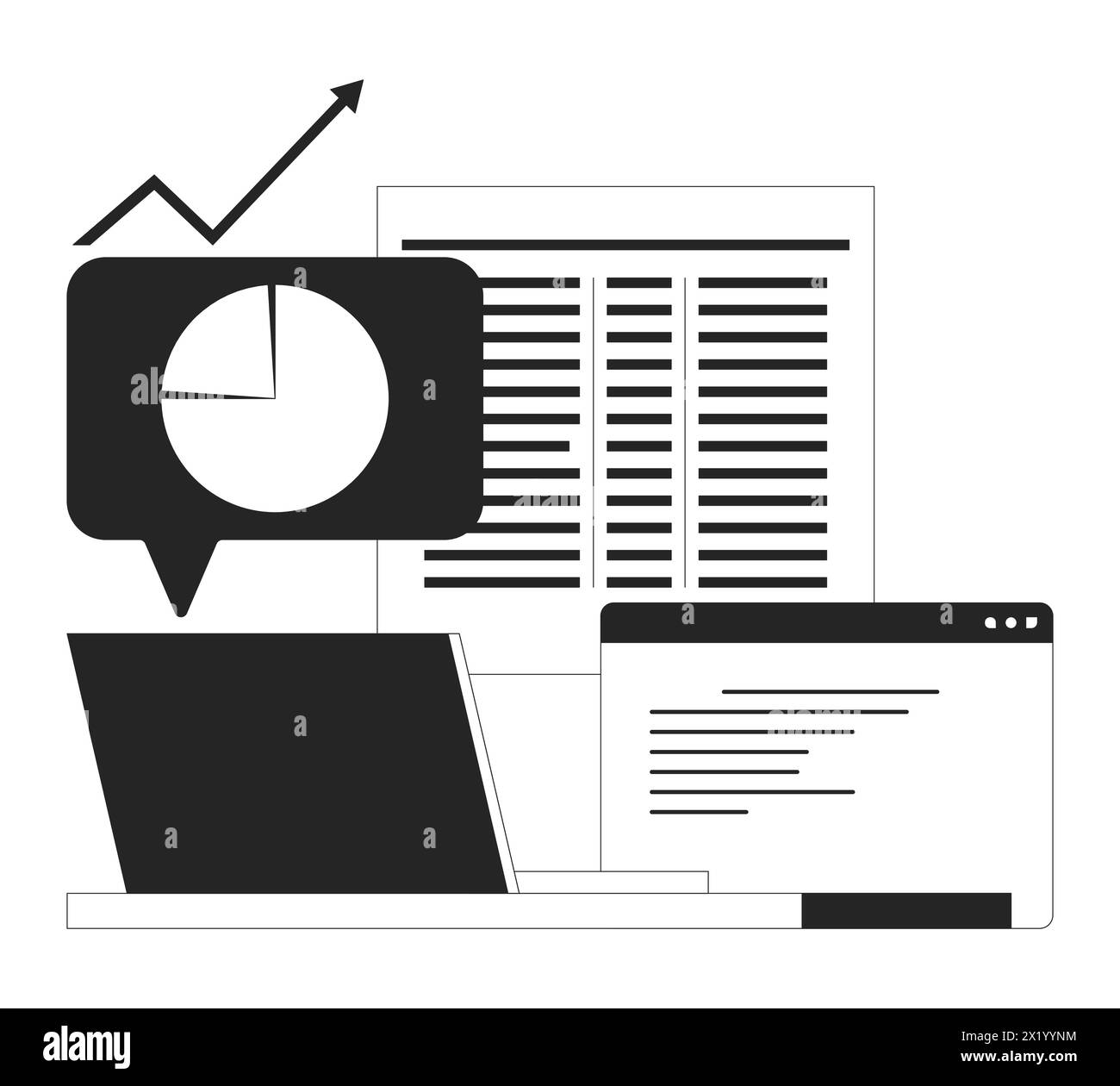Online Data Analytics Tools Black And White 2d Line Cartoon Objects Stock Vector Image And Art Alamy