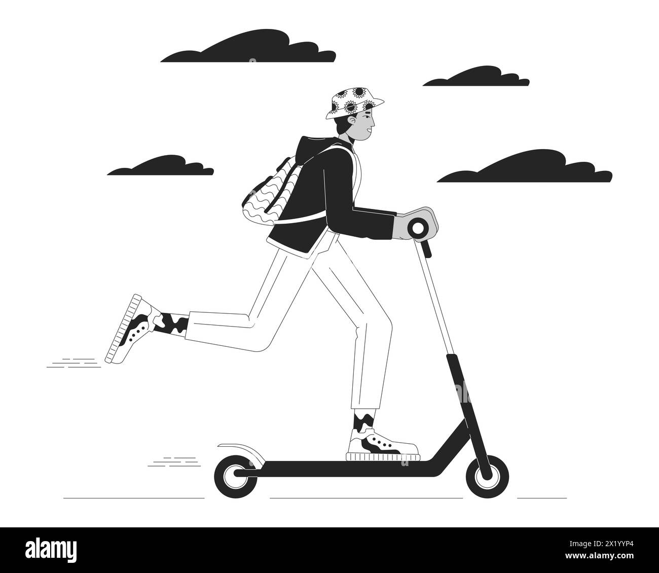Indian man on scooter Stock Vector Images - Alamy