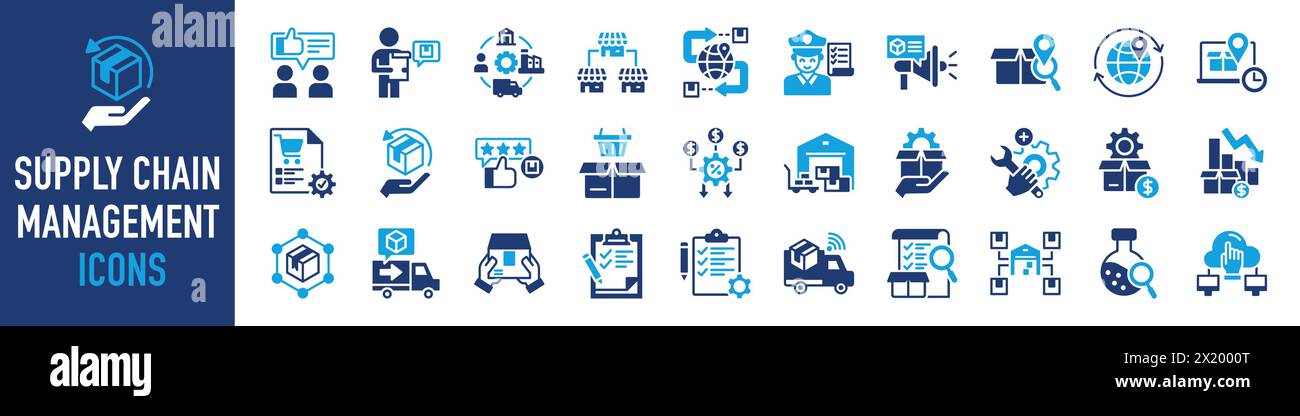 Set Of Icons Related To Supply Chain Management Value Chain Logistic
