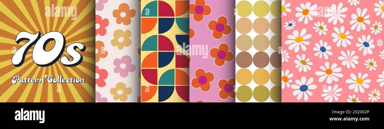 1970s-Inspired Collection: Seamless Retro Patterns for Fashion and ...
