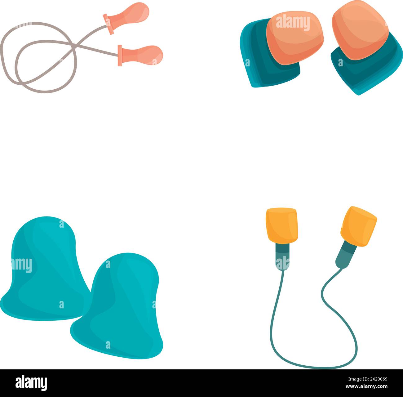 Ear plug icons set cartoon vector. Protective ear muffs. Professional ...