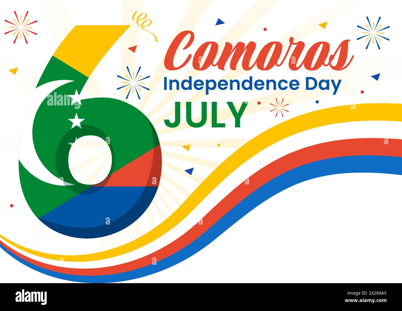 Happy Comoros Independence Day Vector Illustration on 6 July with ...