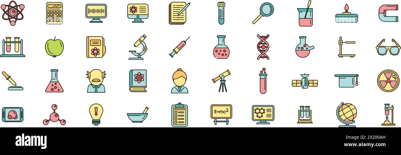 Research scientist icons set outline vector. Lab formula. Medical ...