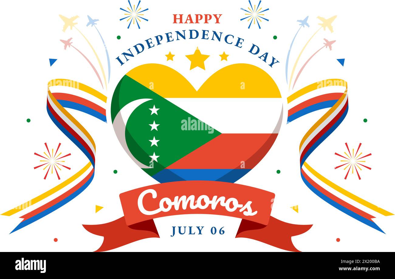 Happy Comoros Independence Day Vector Illustration on 6 July with ...