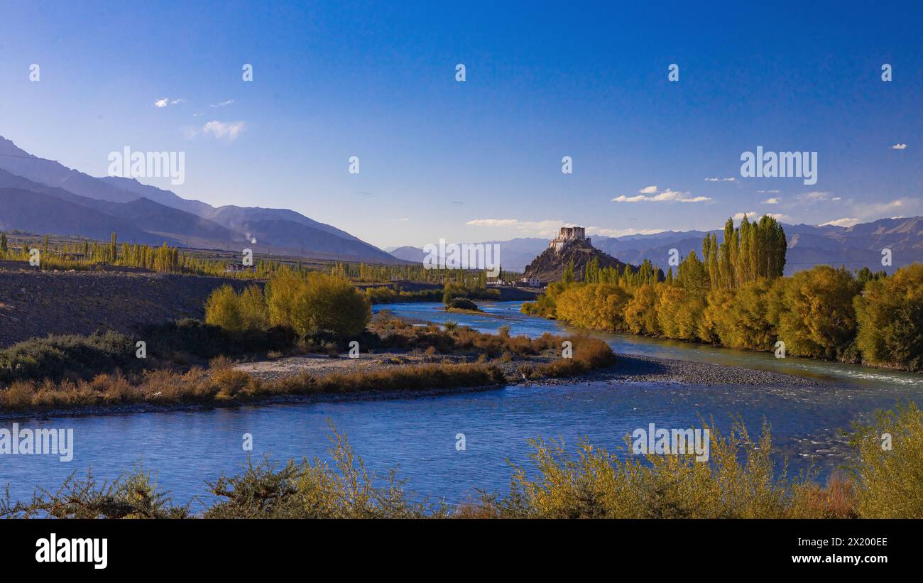 A Panoramic view of Stakna Monastery also called Stakna Gompa at the ...