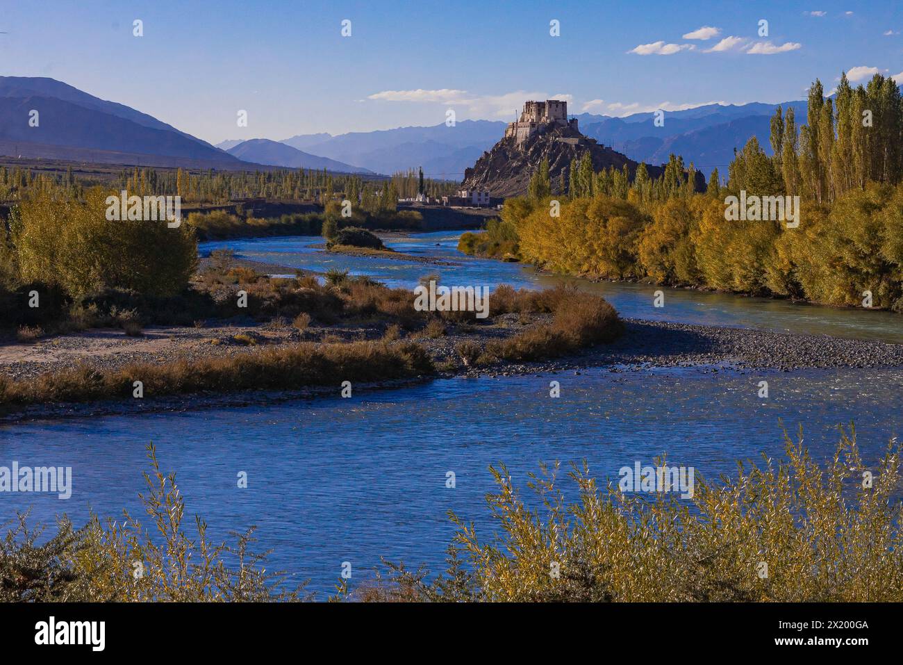 A Panoramic view of Stakna Monastery also called Stakna Gompa at the ...