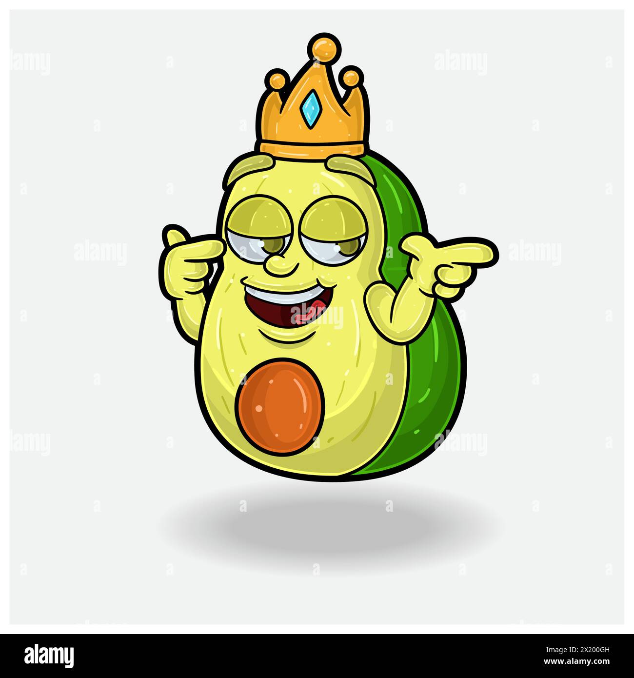 Smug expression with Avocado Fruit Crown Mascot Character Cartoon ...