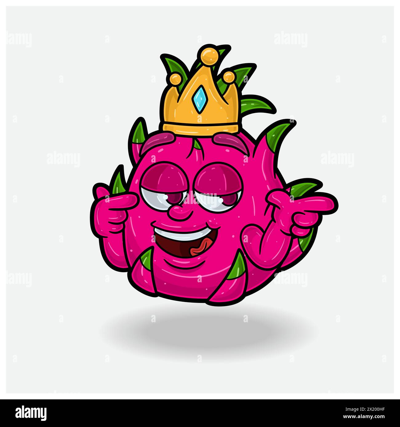 Smug expression with Dragon Fruit Crown Mascot Character Cartoon ...